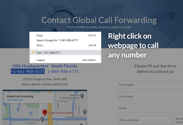 GCF Click-to-Dial Extension for Google Chrome | Global Call Forwarding