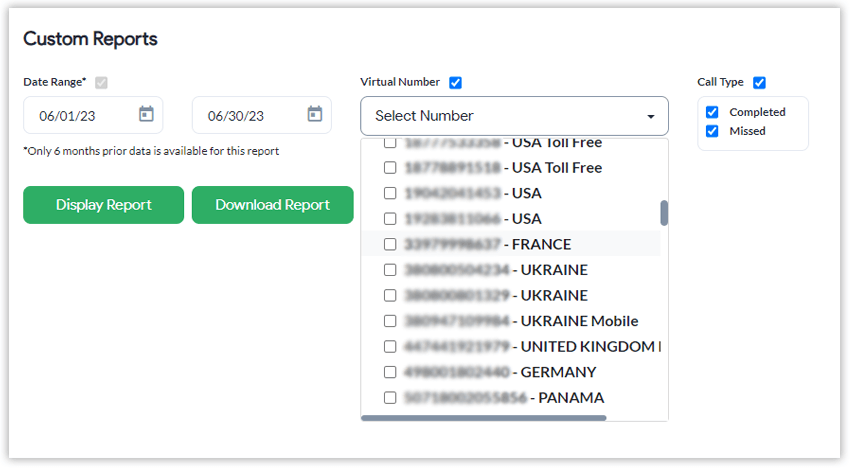 Call Activity & Custom Reports | Global Call Forwarding