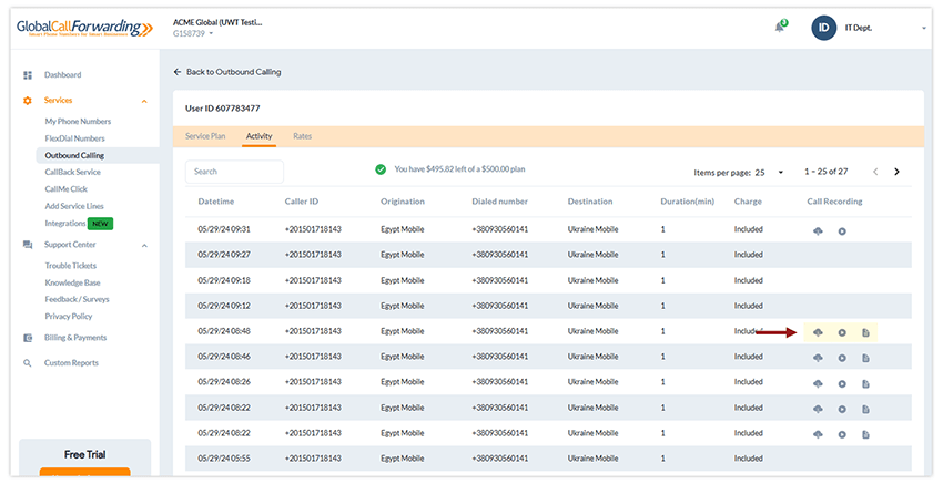 Call Transcription | Global Call Forwarding